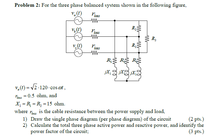 Solved For the three phase balanced system shown in the | Chegg.com