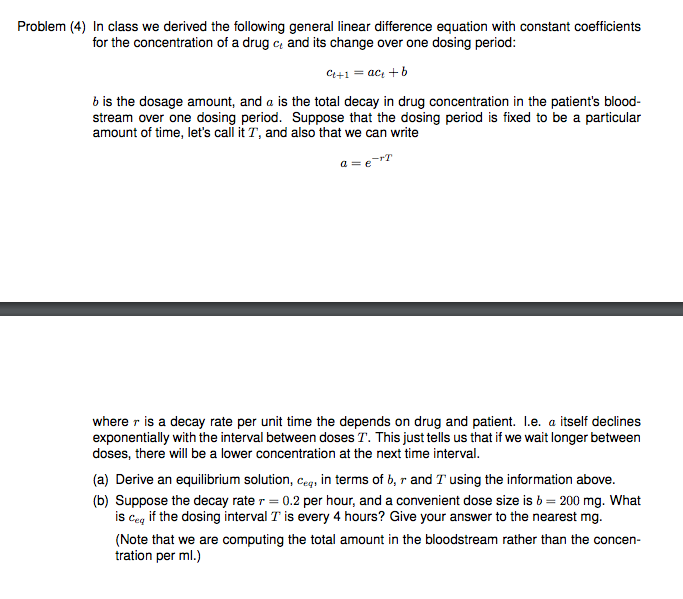 Solved In class we derived the following general linear | Chegg.com