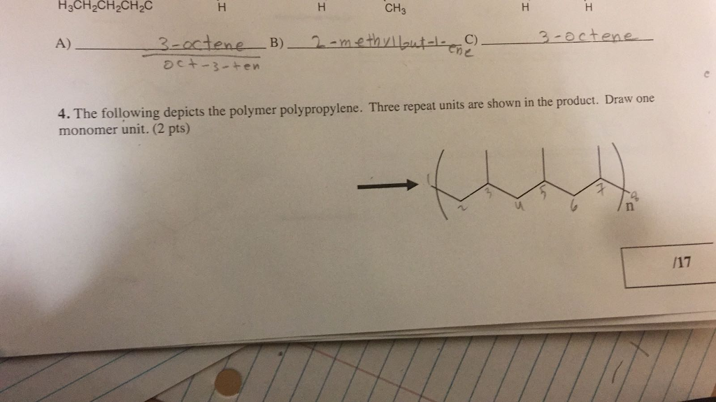 Solved The following depicts the polymer polypropylene. | Chegg.com