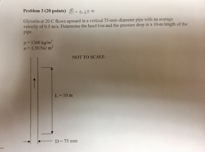 Solved Glycerin at 20 C flows upward in a vertical | Chegg.com