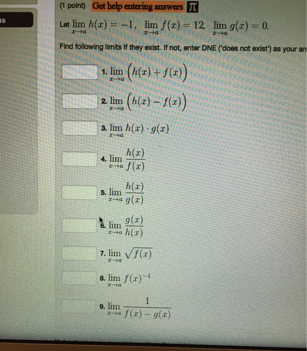 Solved Let lim x tends to a h(x)=-1, lim x tends to a | Chegg.com Solved Let lim x tends to a h(x)=-1, lim x tends to a | Chegg.com