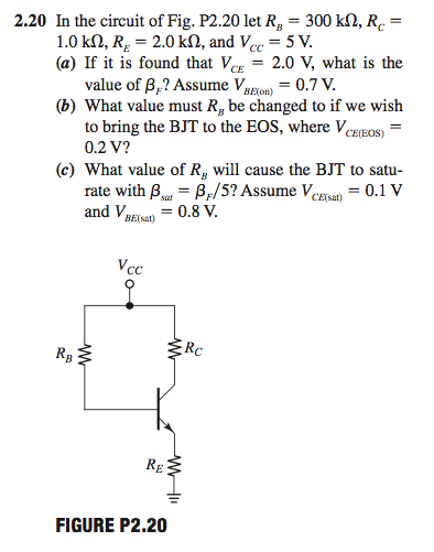 Solved In the circuit of Fig. P2.20 let R_B = 300 k ohm, R_C | Chegg.com