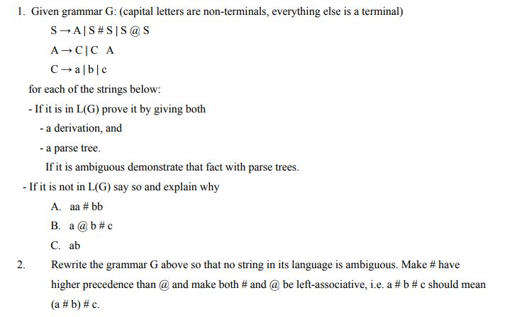 Solved Given grammar G: (capital letters are non-terminals, | Chegg.com
