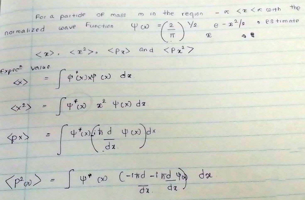 Solved For a particle of mass m in the region -infinity