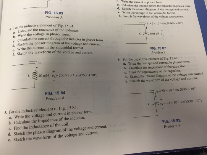 Solved For the inductive element of Fig. 15.84: Calculate | Chegg.com