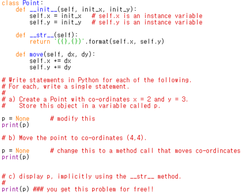 Solved Class Point Def init seIf Init x Init y Sel Chegg