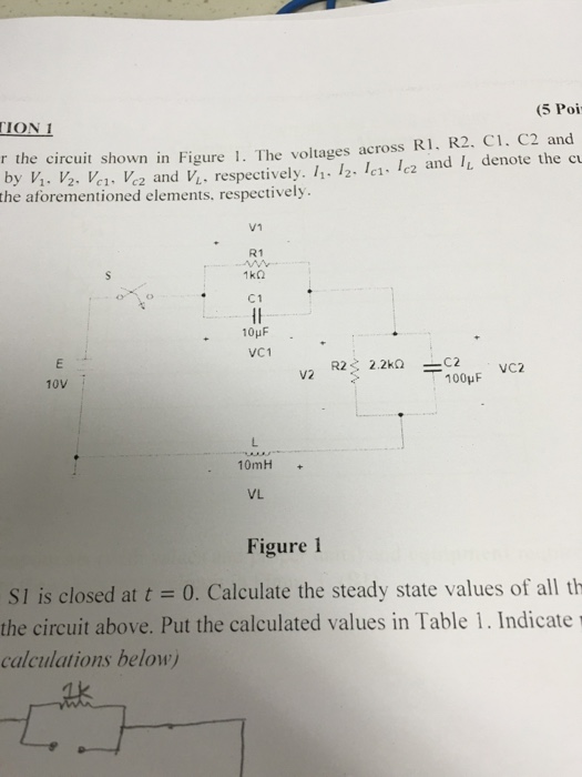 Solved the circuit in Figure 1. The volatge across R1, R2, | Chegg.com