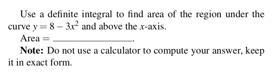 Solved Use a definite integral to find area of the region | Chegg.com
