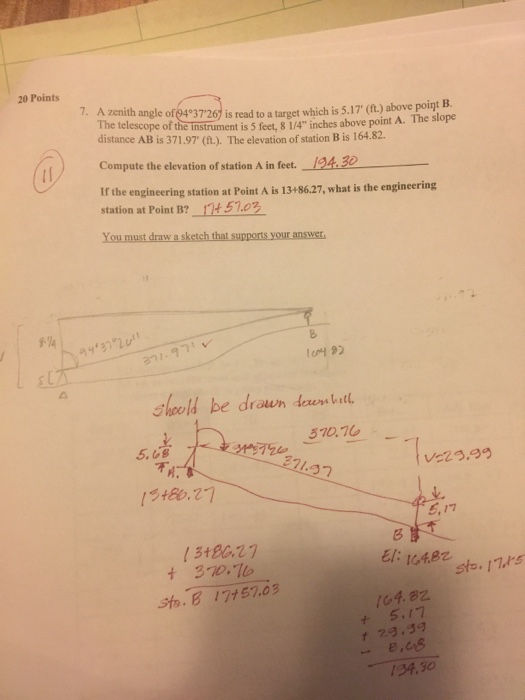 Solved A zenith angle of 94 degree 37' 26" is read to target | Chegg.com