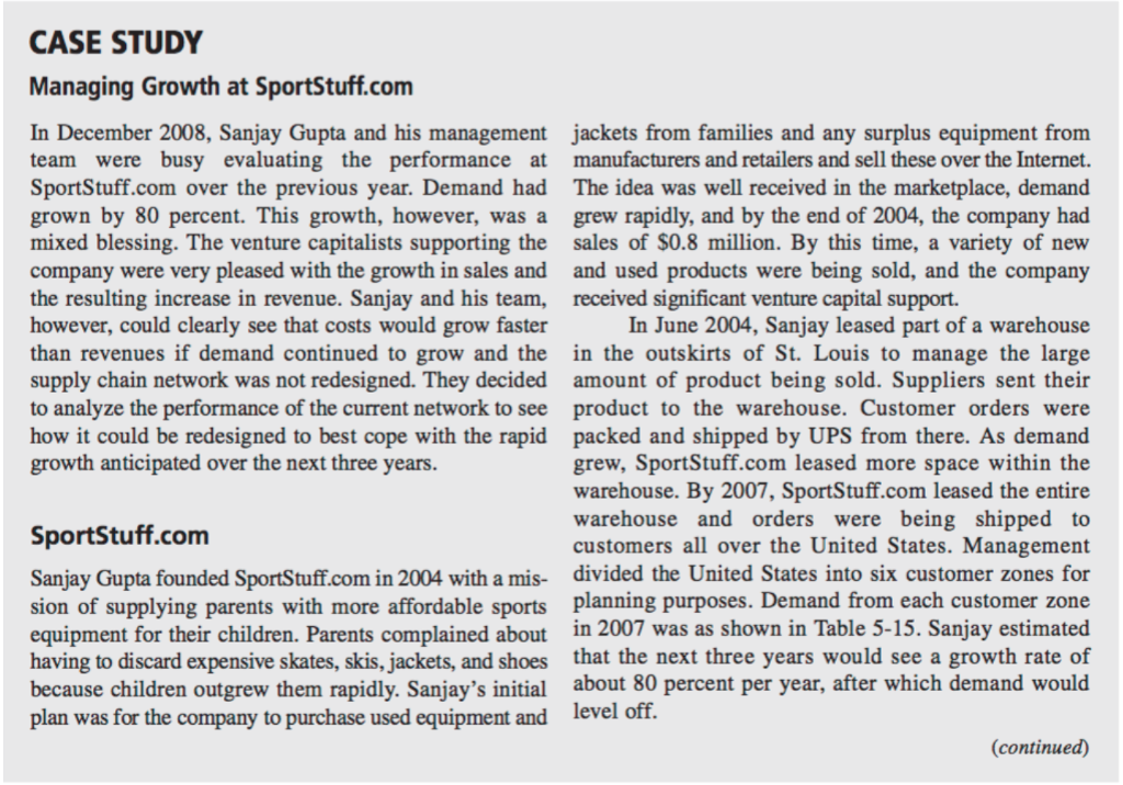 Solved CASE STUDY Managing Growth at SportStuff.com In | Chegg.com