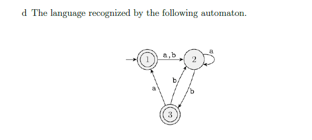Solved d The language recognized by the following automaton | Chegg.com