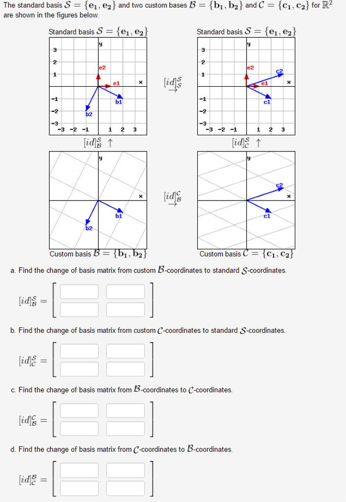 Solved The standard basis S = {e_1, e_2} and two custom | Chegg.com