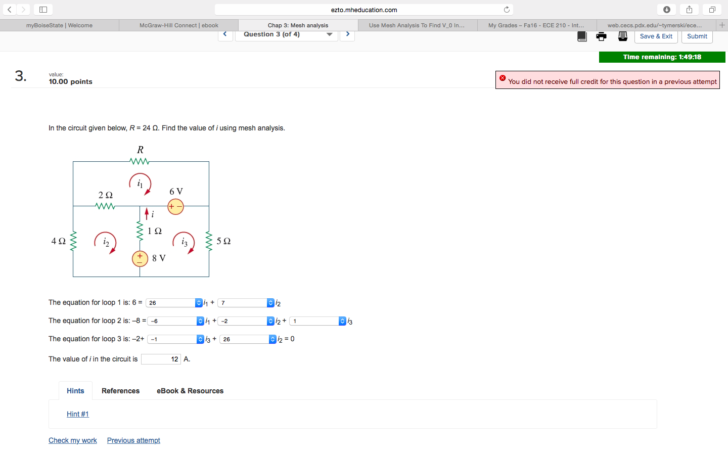Solved In the circuit given below, R = 24 Ohm. Find the | Chegg.com