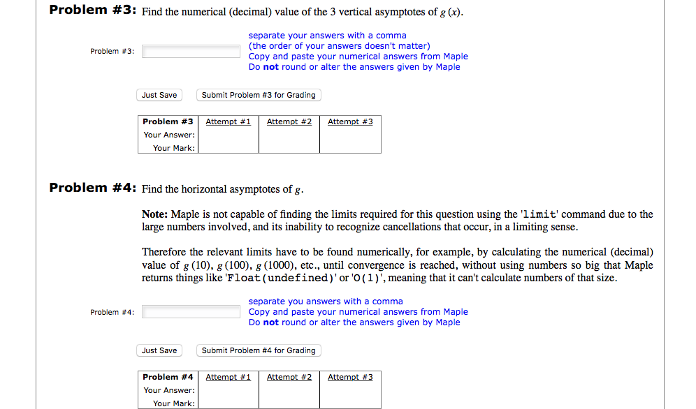 Problem # 1 : Enter the following function into Maple | Chegg.com