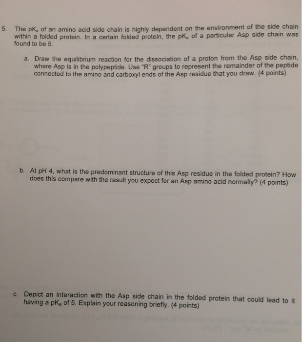 Solved The pK_a of an amino acid side chain is highly | Chegg.com