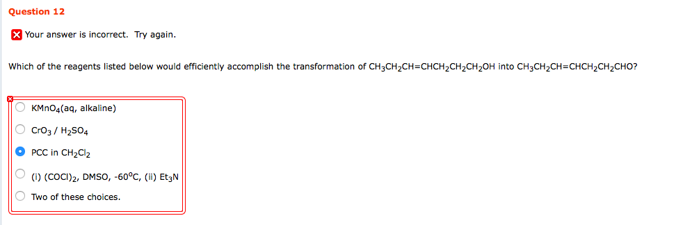 Solved Which of the reagents listed below would efficiently | Chegg.com