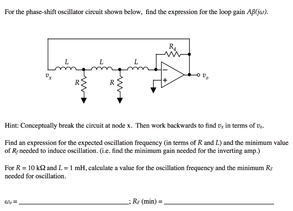 Solved For the phase-shift oscillator circuit shown below, | Chegg.com