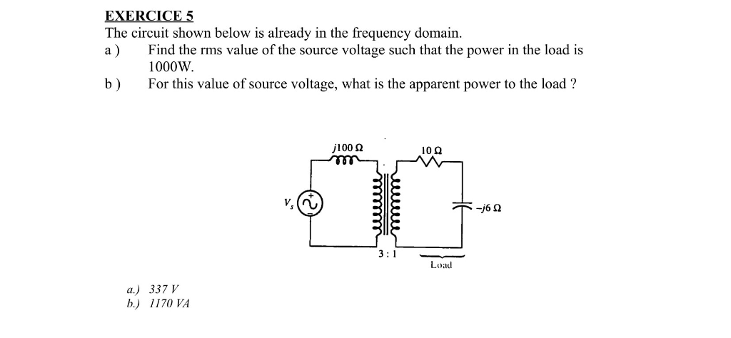 Solved EXERCICE 5 The circuit shown below is already in the | Chegg.com Solved EXERCICE 5 The circuit shown below is already in the | Chegg.com
