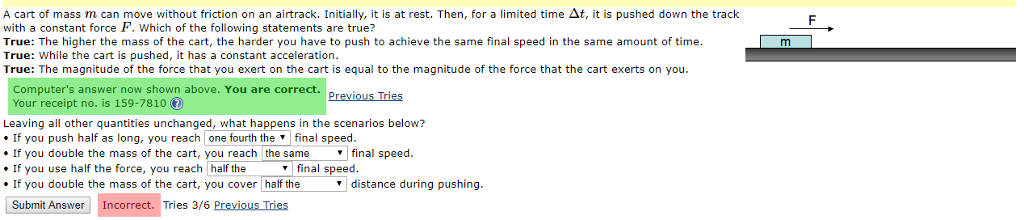 Solved A cart of mass m can move without friction on an | Chegg.com