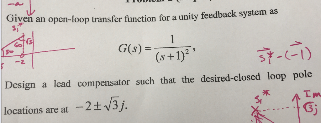 Solved iven an open-loop transfer function for a unity | Chegg.com