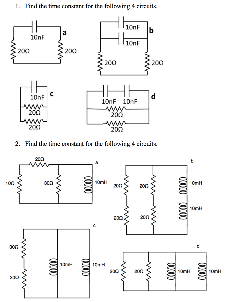 Solved Find the time constant for the following 4 circuits. | Chegg.com