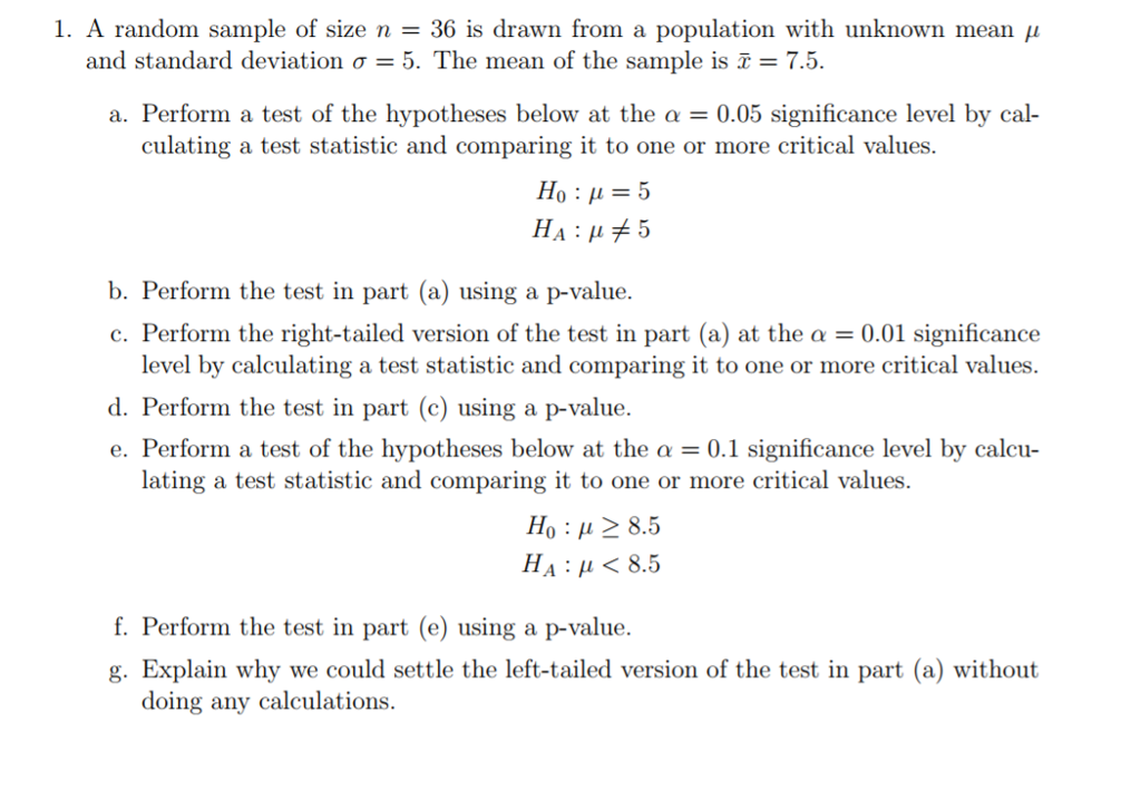 Solved I. A random sample of size n = 36 is drawn from a | Chegg.com