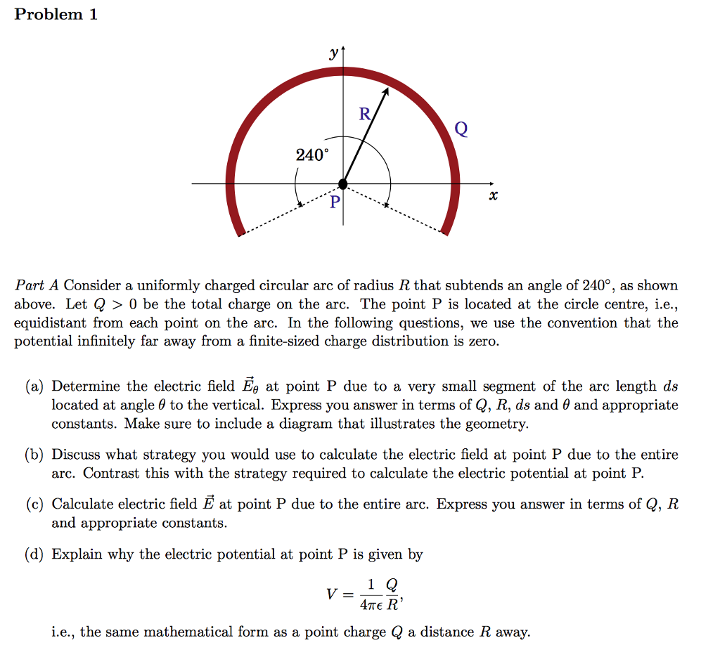 Solved Consider a uniformly charged circular arc of radius R | Chegg.com