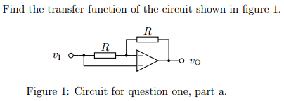 Solved Find the transfer function of the circuit shown in | Chegg.com