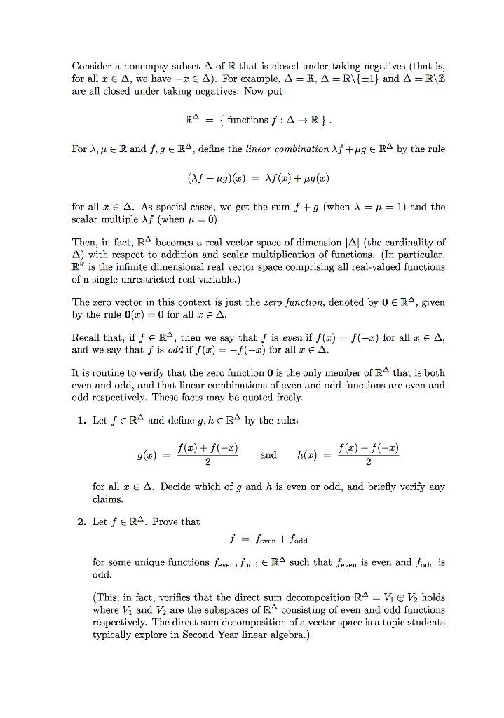 Solved Consider a nonempty subset Δ of R that is closed | Chegg.com