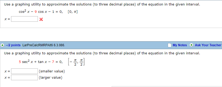Solved Use a graphing utility to approximate the solutions | Chegg.com
