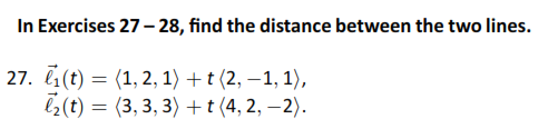 Solved Find the distance between the two lines. Please show | Chegg.com