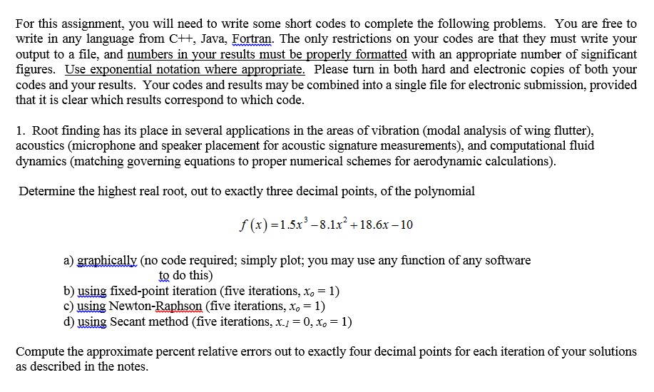 Solved For this assignment, you will need to write some | Chegg.com