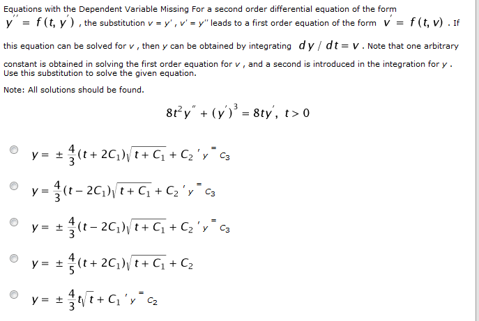 Solved Equations with the Dependent Variable Missing For a | Chegg.com