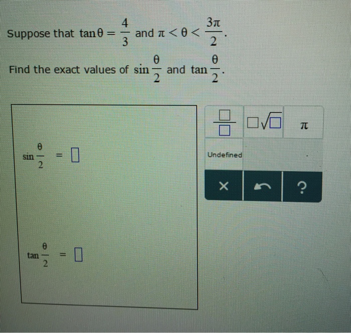 Solved Suppose that tan Theta = 4/3 and Pi lesser then Theta | Chegg.com
