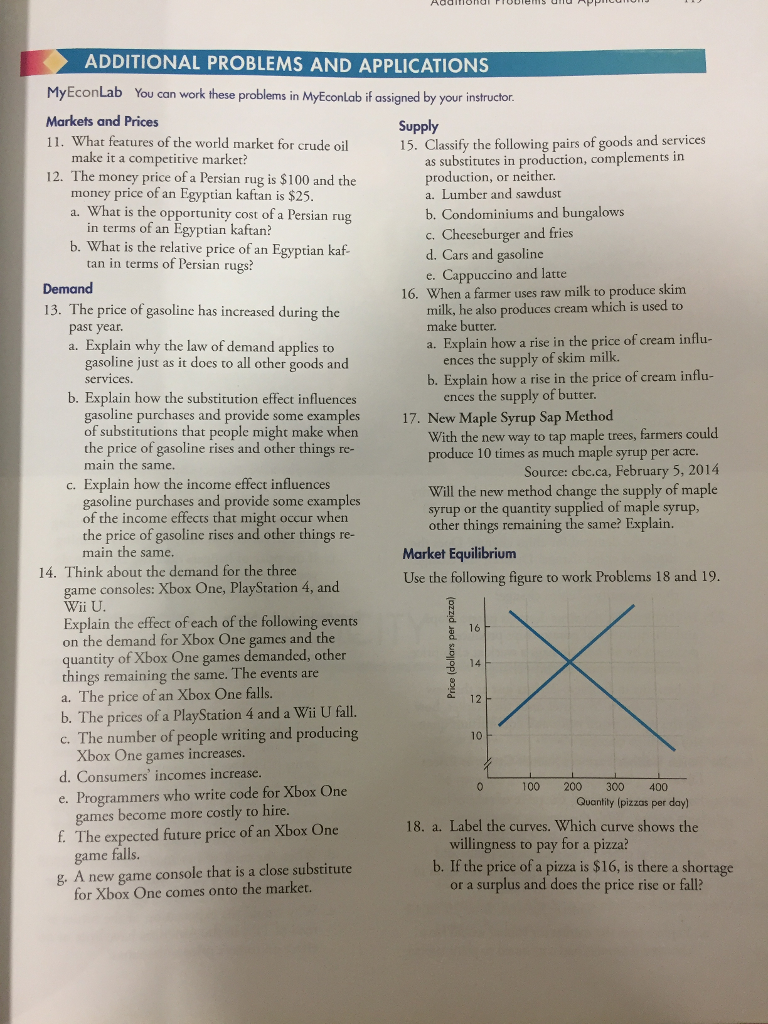 Solved ADDITIONAL PROBLEMS AND APPLICATIONS MyEconLab You | Chegg.com