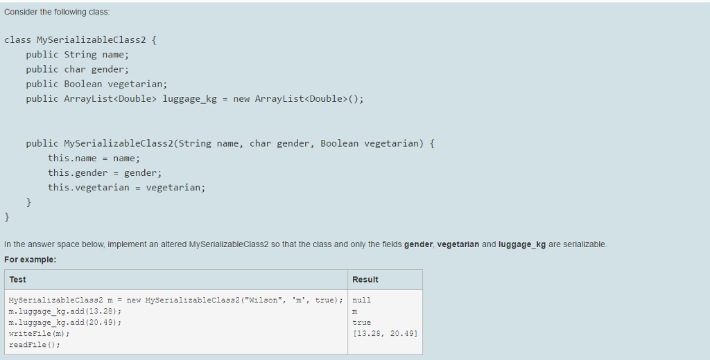 Solved Consider the following class Class | Chegg.com