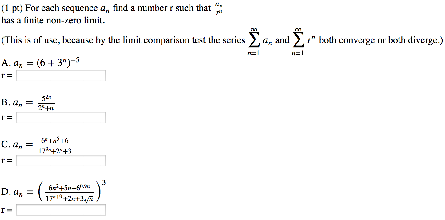 Solved For each sequence an find a number r such that an/rn | Chegg.com