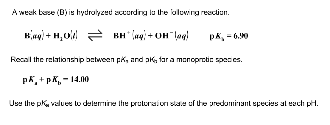 Solved A weak base (B) has a pKb value of 6.90. a) At | Chegg.com