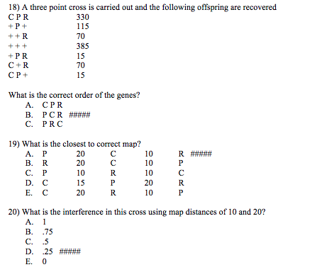 Solved 18) A three point cross is carried out and the | Chegg.com