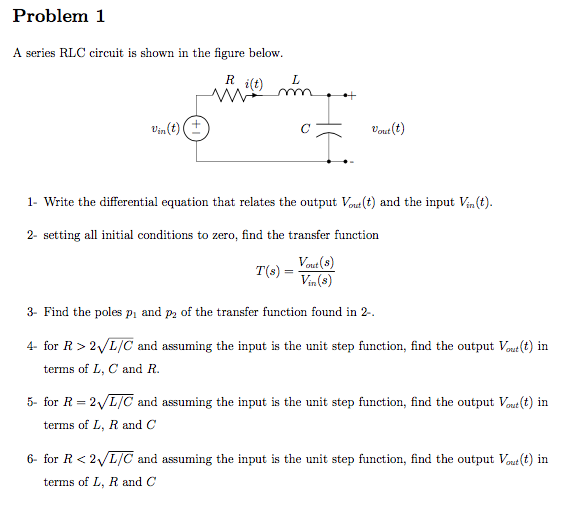 Solved Problem 1 A series RLC circuit is shown in the figure | Chegg.com