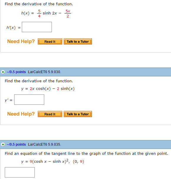 Solved Find the derivative of the function. h(x) = 5/4 sinh | Chegg.com
