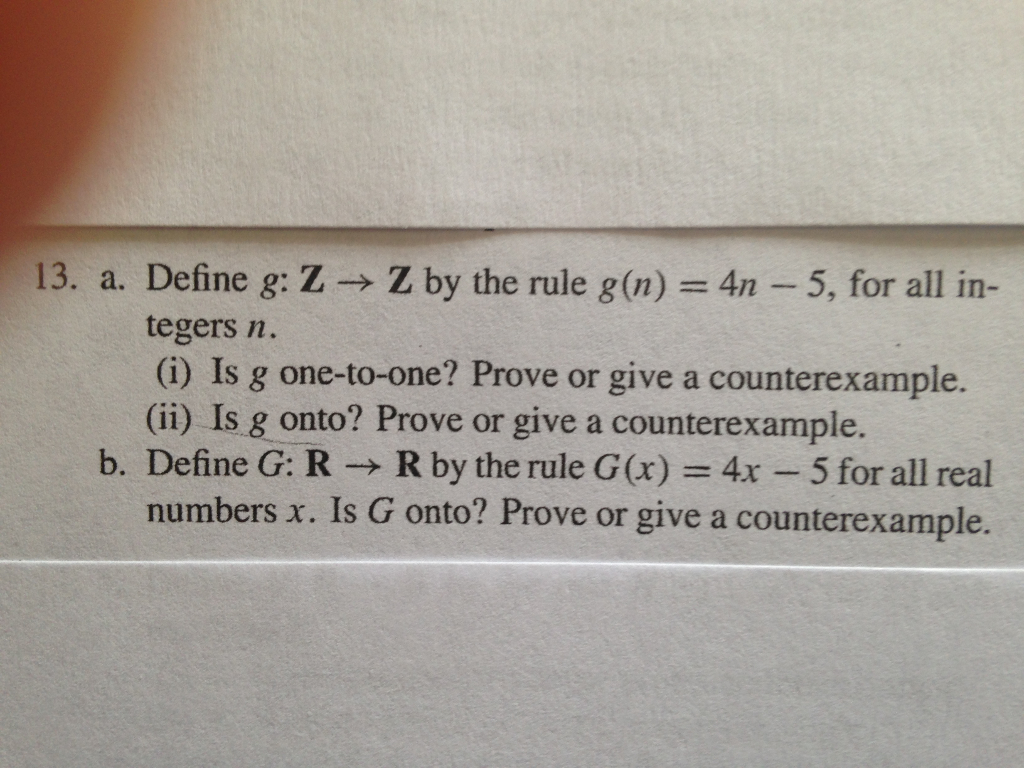 Solved 13. a. Define g: Z-> Z by the rule g(n) = 4n – 5, for | Chegg.com