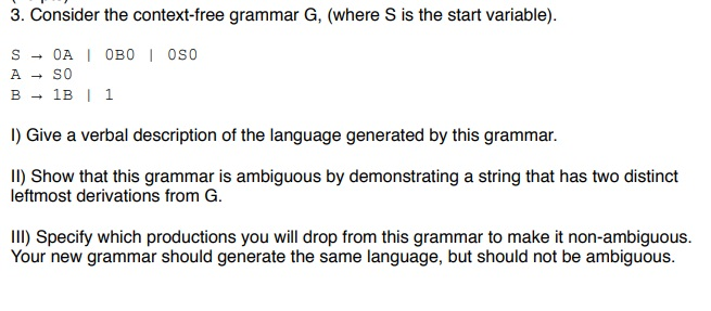 Solved 3. Consider the context-free grammar G, (where S is | Chegg.com