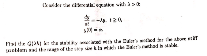 Solved Consider the differential equation with λ > 0: dy dt | Chegg.com