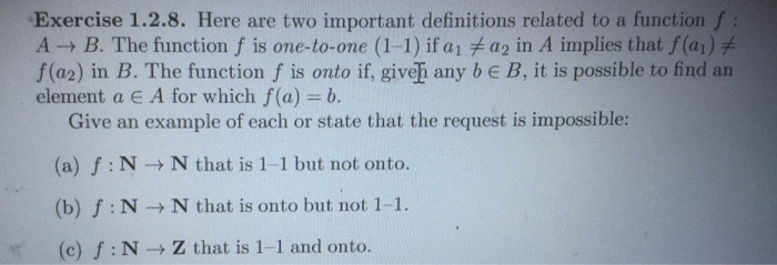 Solved Exercise 1.2.8. Here are two important definitions | Chegg.com