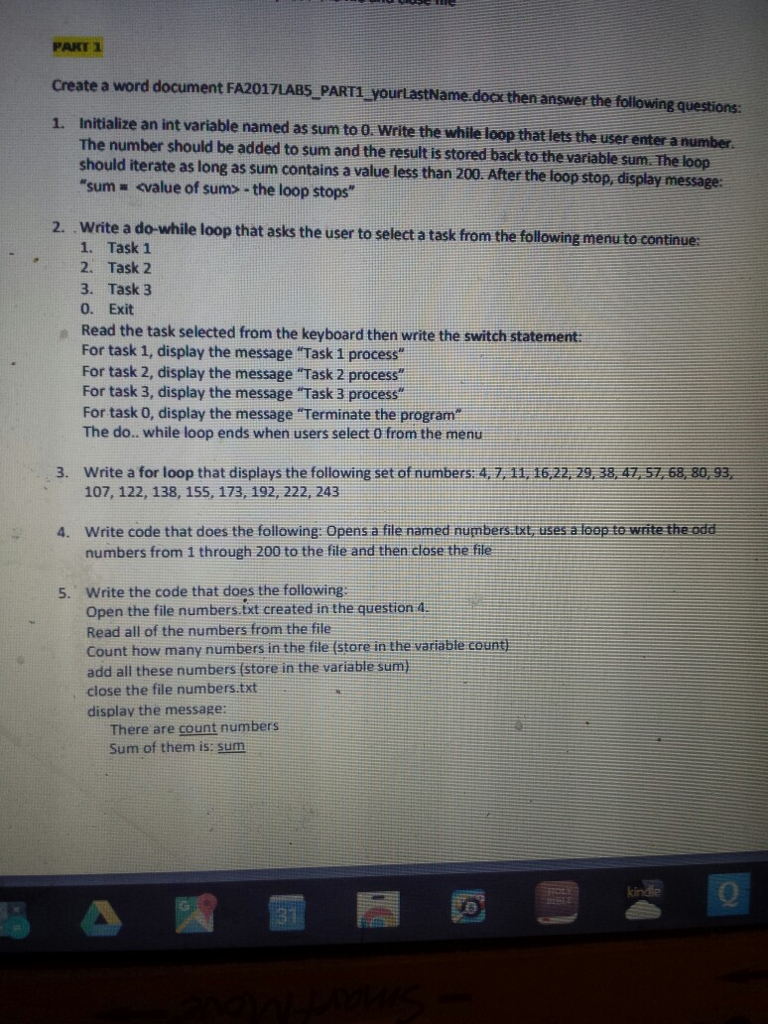 Solved PART 1 Create a word document | Chegg.com