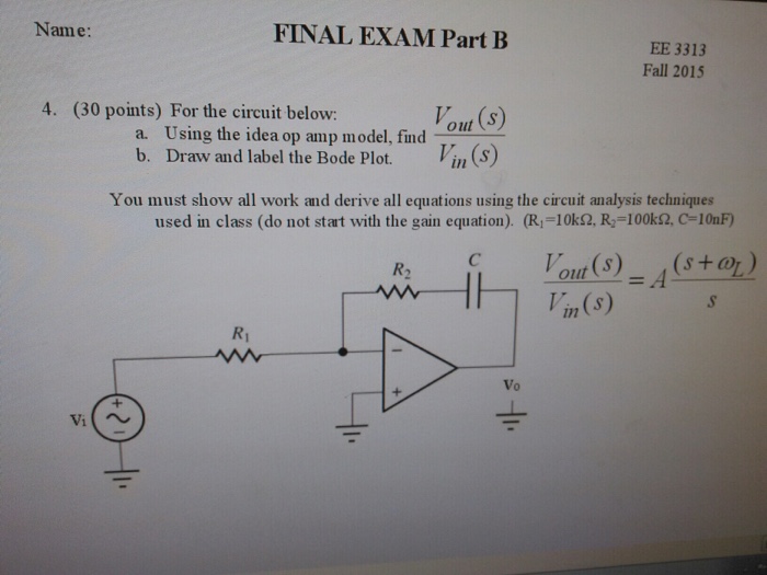 Solved For the circuit below: a. Using the idea op amp | Chegg.com