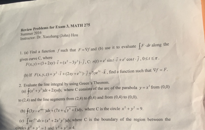 Solved Find a function f such that F = nabla f and (b) use | Chegg.com