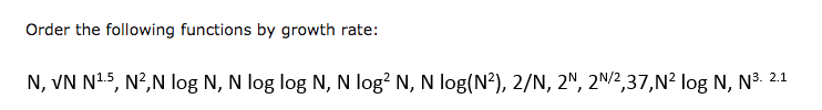 Solved Order the following functions by growth rate: N, | Chegg.com