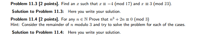 Solved Find an x such that x = -4 (mod 17) and x = 3 (mod | Chegg.com